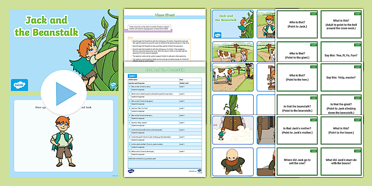 Jack and the Beanstalk with Blanks Level Questions - Twinkl