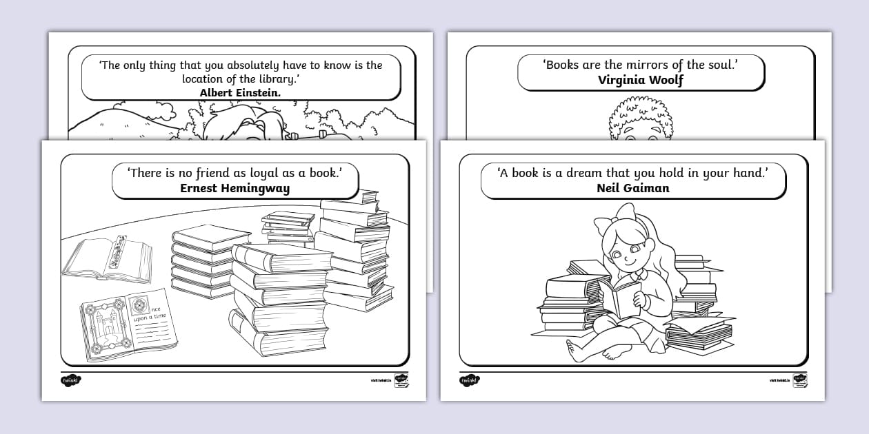 Reading Motivational Quotes Colouring Pages (teacher made)