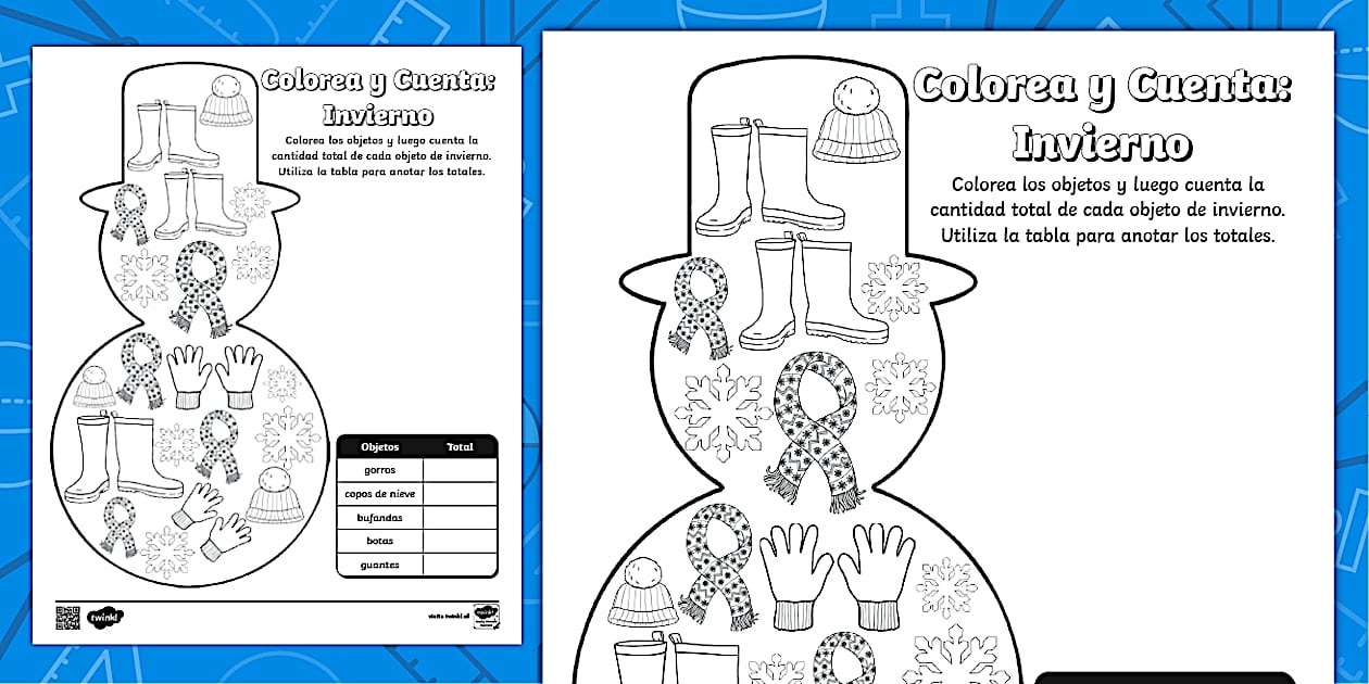 Guía de Trabajo: Cuenta y Colorea - Invierno (Teacher-Made)