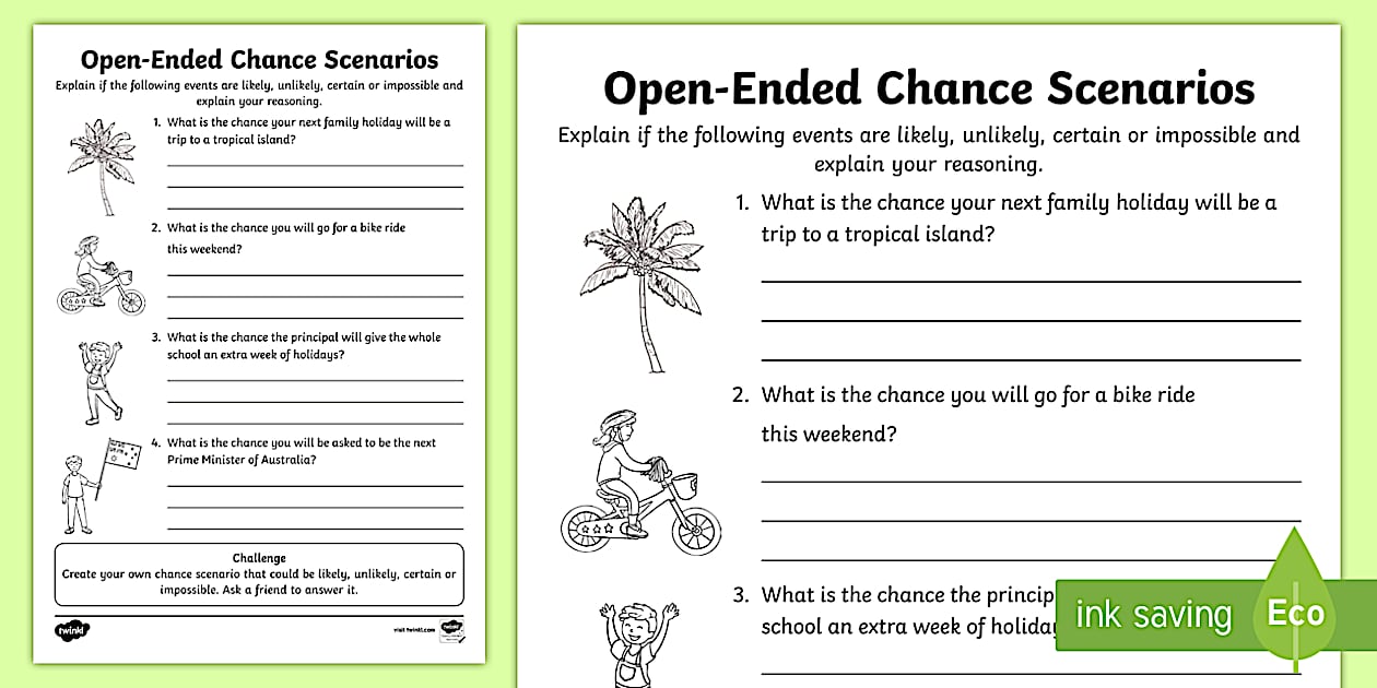 Year 2 Open-Ended Chance Scenarios Worksheet / Worksheet