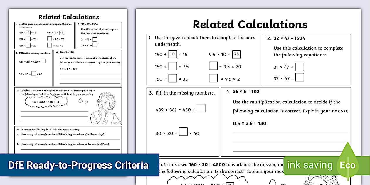 👉 Year 6 Related Calculations Worksheet - Twinkl