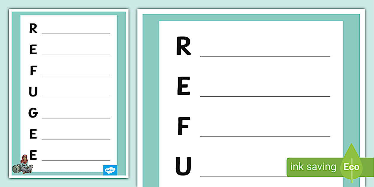 Refugee Acrostic Poem (teacher made) - Twinkl