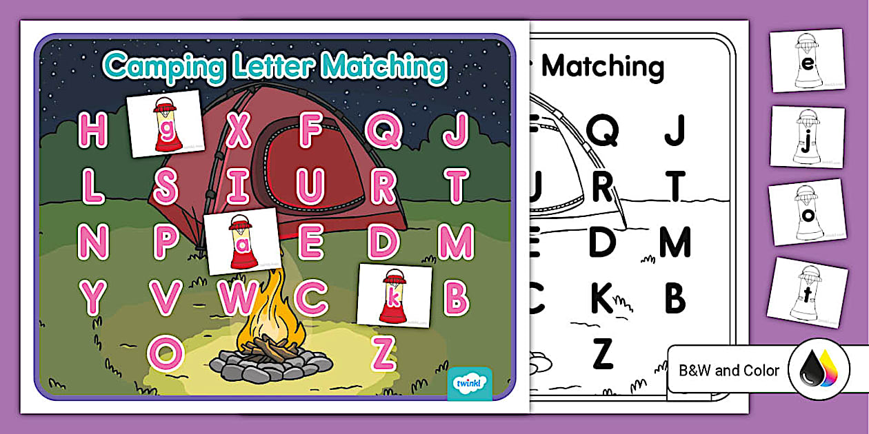 Camping Uppercase and Lowercase Letter Matching Activity Mat