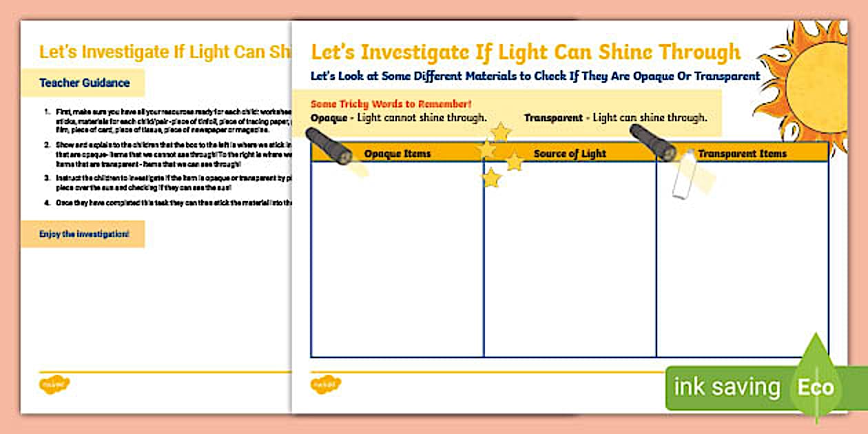 Let's Investigate If Light Can Shine Through (teacher made)
