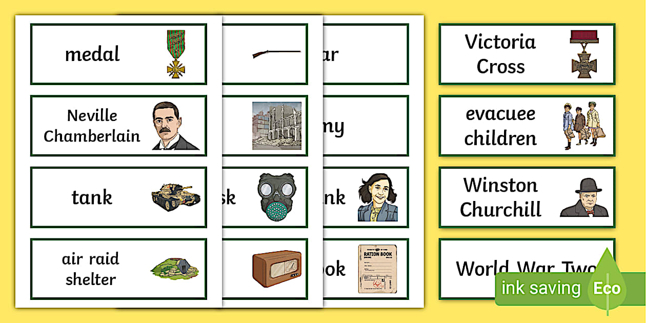 Cursive World War Two Word Cards (Hecho por educadores)