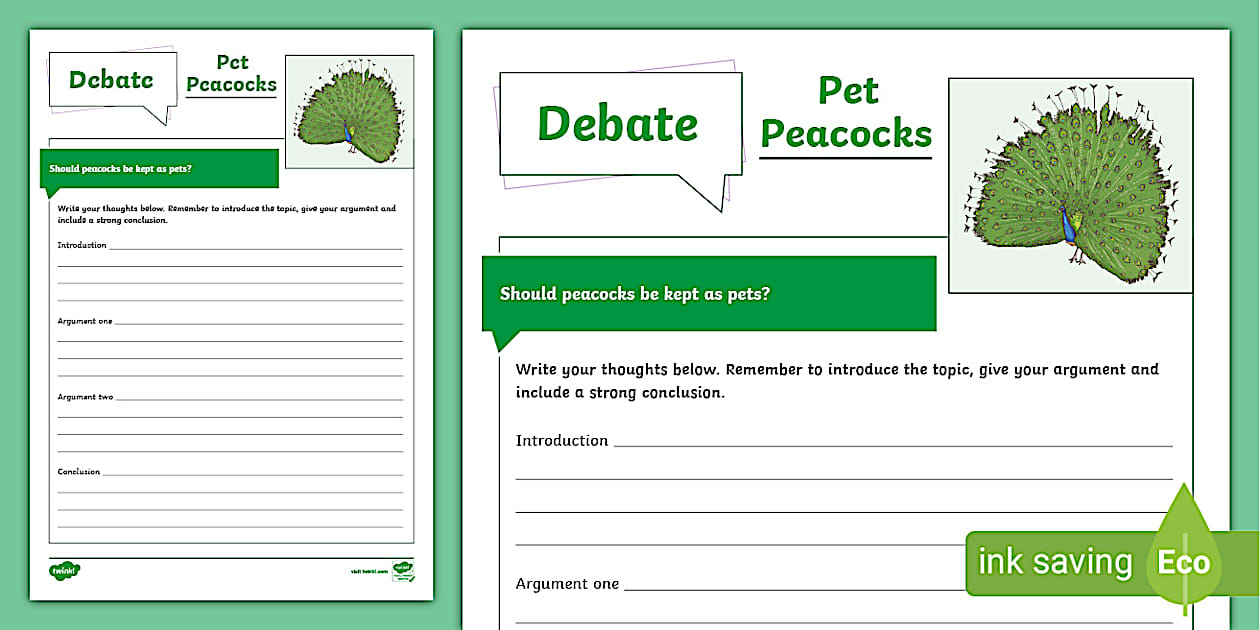 Pet Peacocks Debate Writing Frame (teacher made) - Twinkl