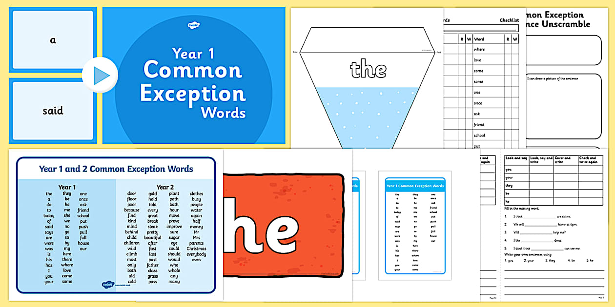Year One Common Exception Words Resource Pack - Twinkl