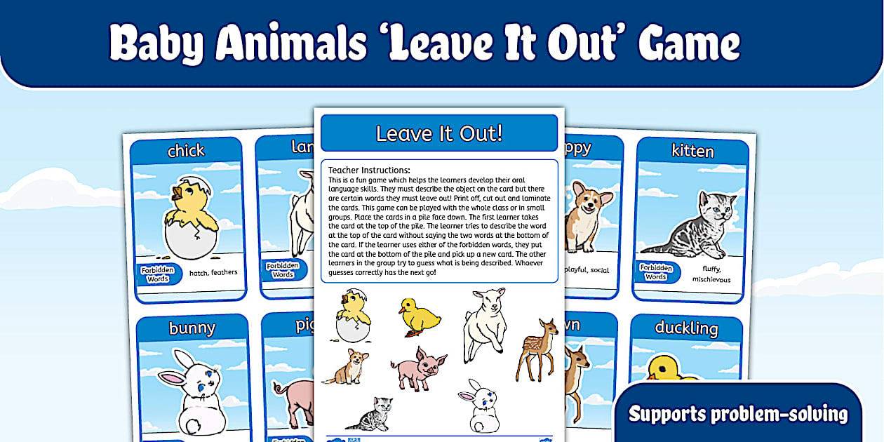 Baby Animals 'Leave It Out' Game Cards