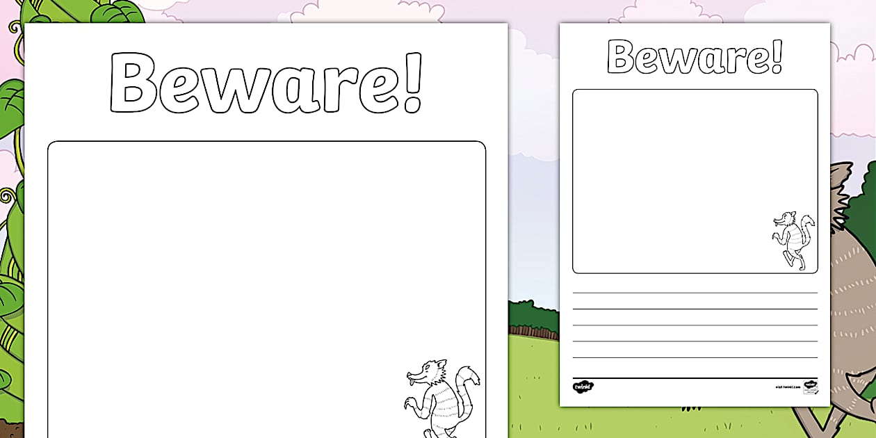 Beware of Wolfie Poster Writing Worksheet - Twinkl