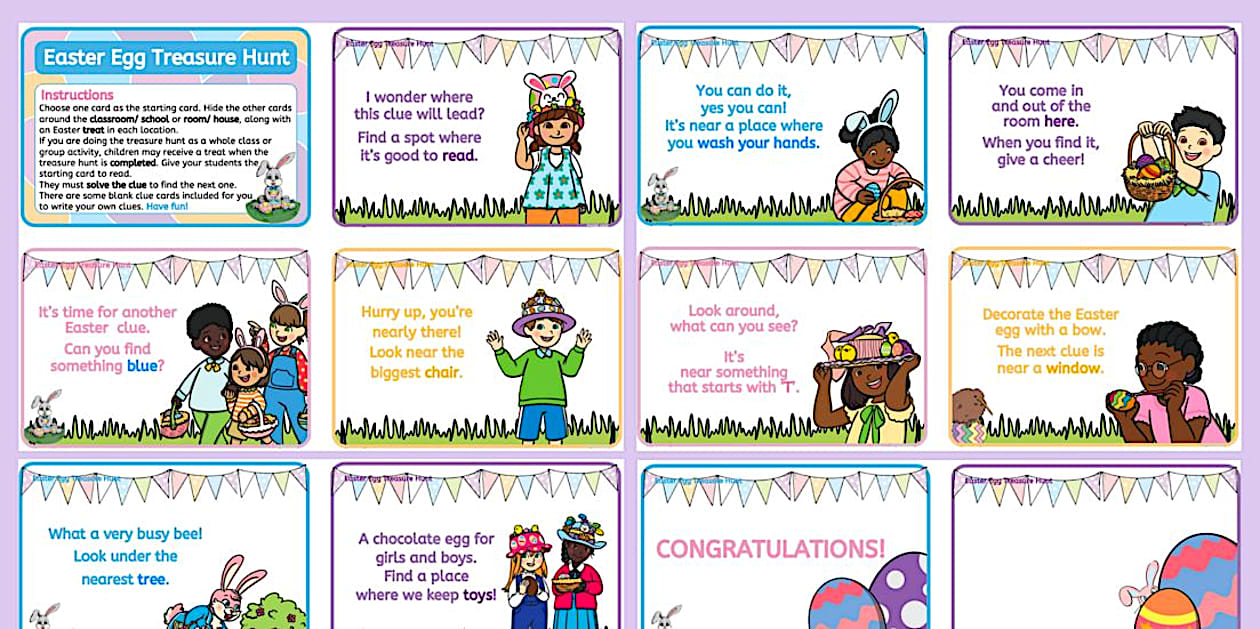 イースター 英語で楽しいエッグハント！カード Easter Hunt English Clue Cards