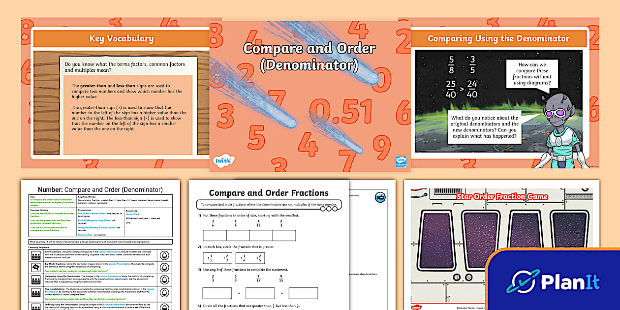Yr 6 Number: Compare, Order and Represent Fractions Lesson 5