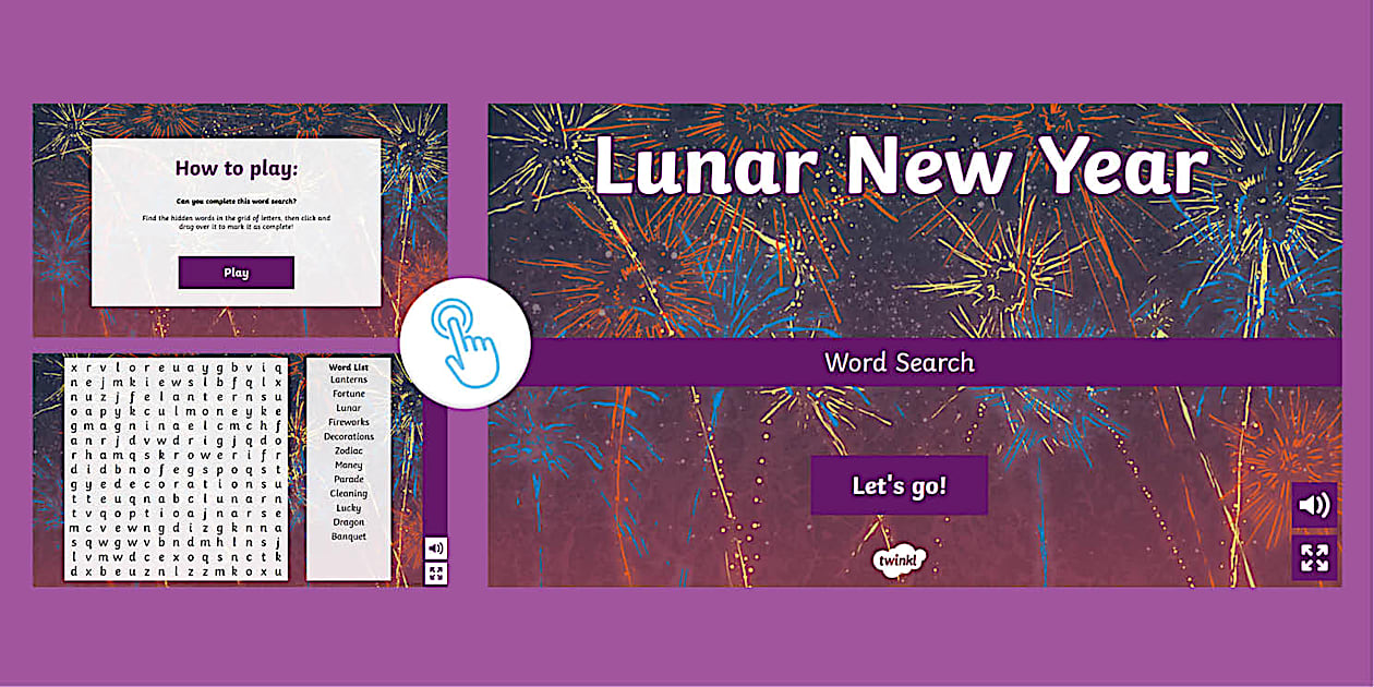 Lunar New Year Interactive Word Search (teacher made)