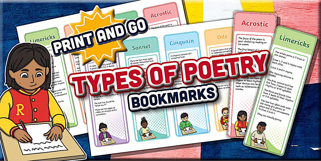 Types of Poetry Bookmarks - Twinkl
