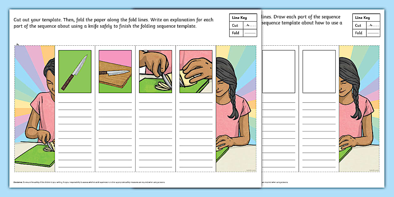 Using a Knife Folding Sequencing Template (teacher made)
