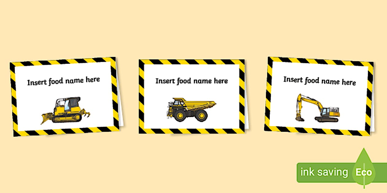 Construction party labels - KS1 (teacher made) - Twinkl