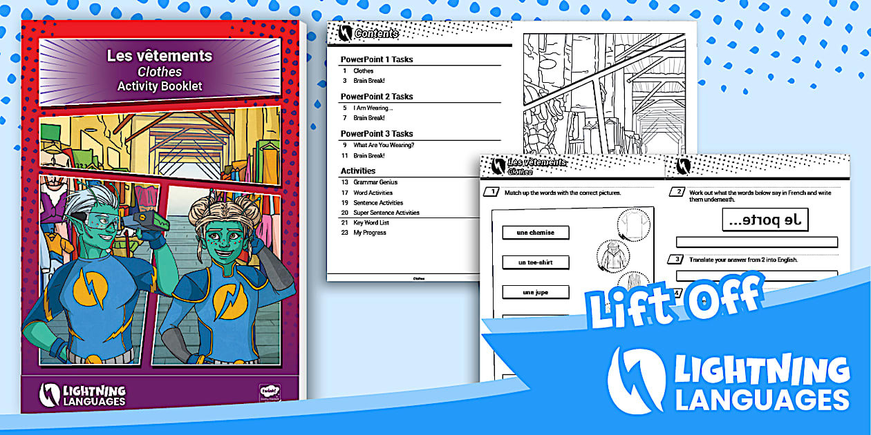 👉 Lightning Languages | French | Clothes Activity Booklet