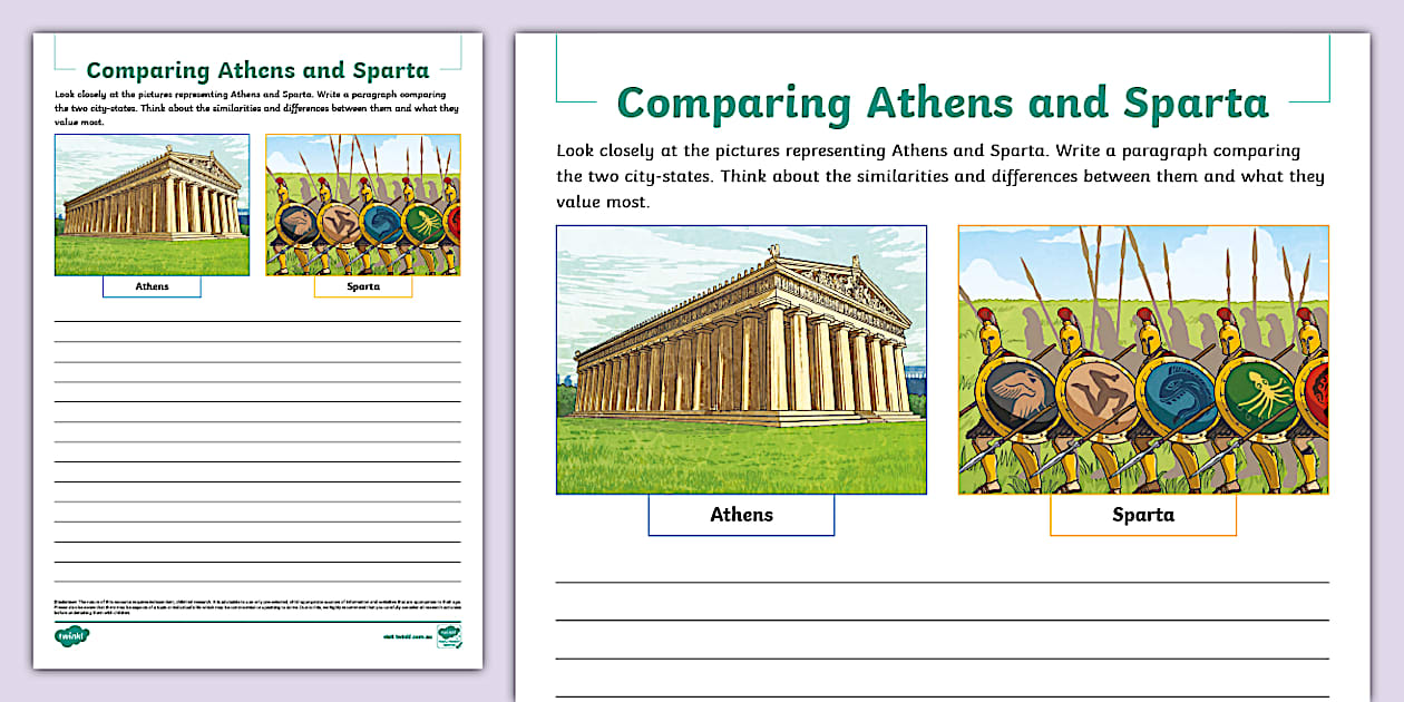 Comparing Athens and Sparta Worksheet (teacher made)