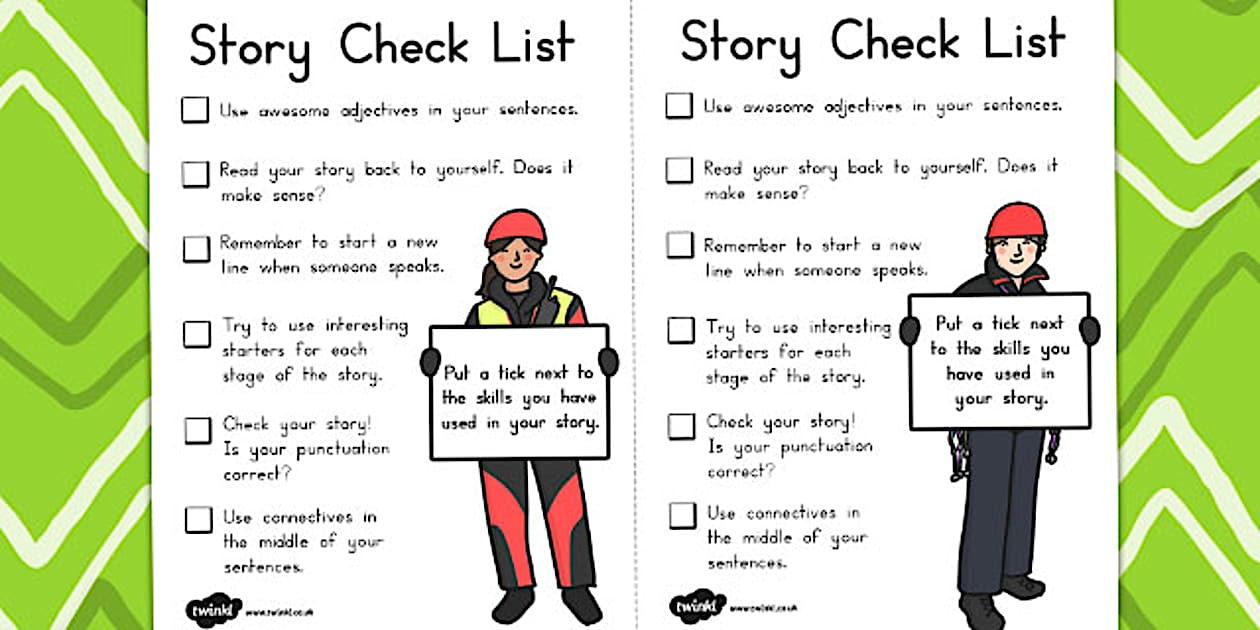 Story Mountain Guide Writing Prompts Checklist - Twinkl