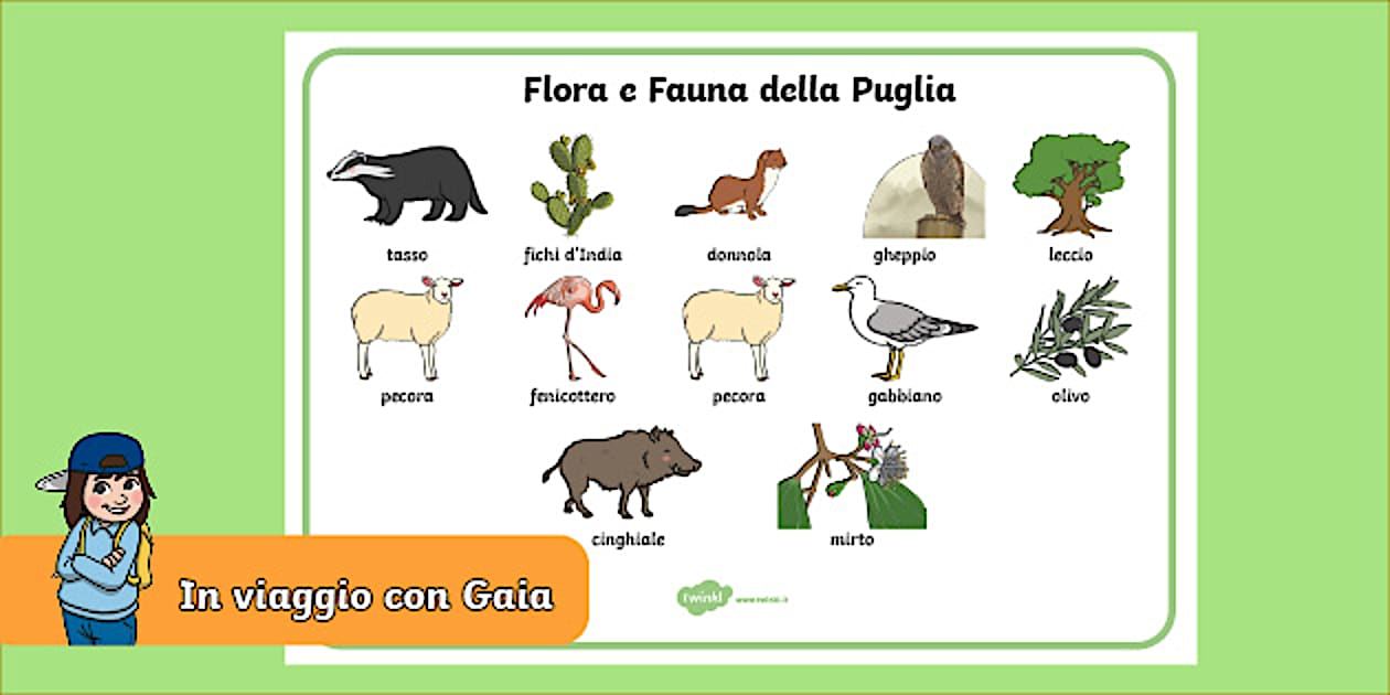 In viaggio con Gaia | Vocabolario della Flora e Fauna Puglia