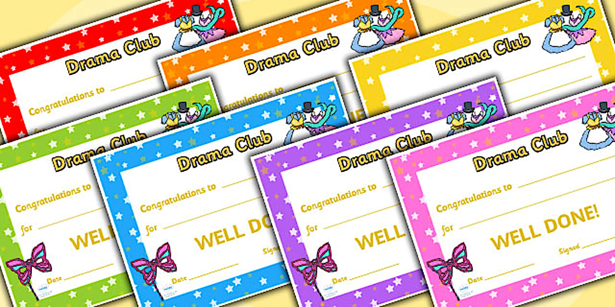 Editable Drama Club Certificates (teacher made) - Twinkl