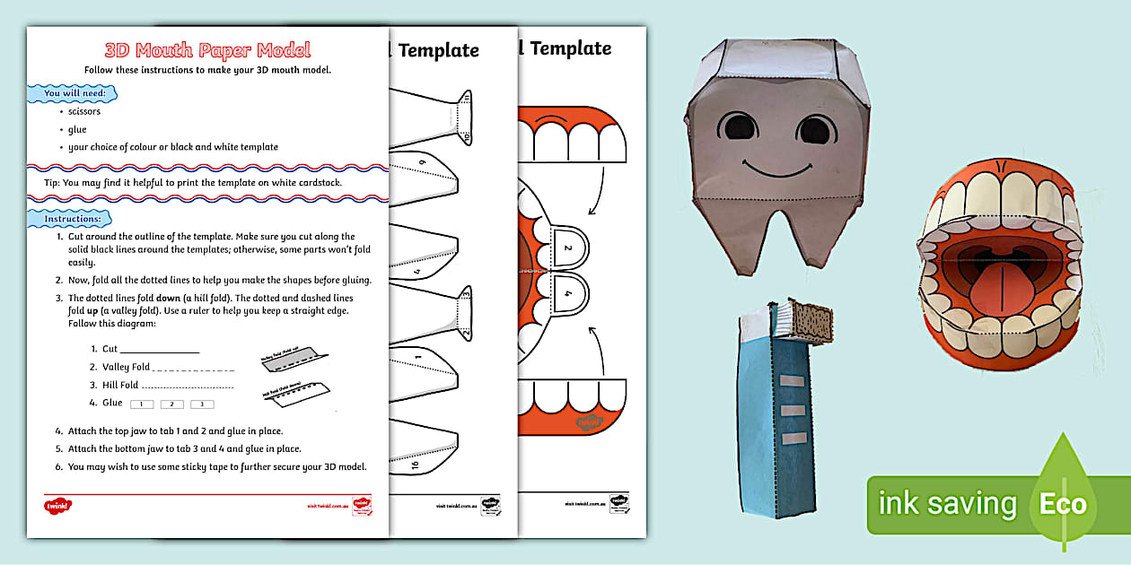 3D Dental Health Paper Craft Pack (teacher made) - Twinkl