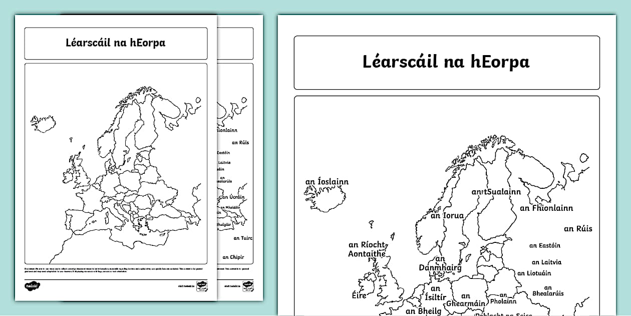 European Countries Map Labelling Activity Worksheet Gaeilge
