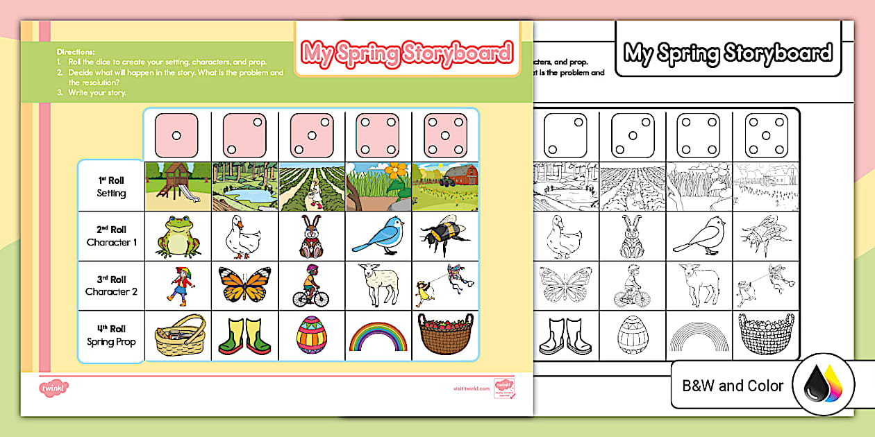 Kindergarten Spring Roll a Story Mat (teacher made) - Twinkl