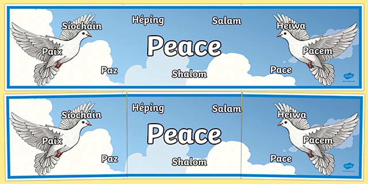 Peace in Different Languages Display Banner-Irish - Twinkl