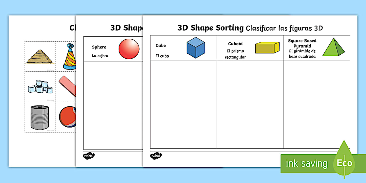 3D Shape Sorting Activity English/Spanish - 3D Shape Sorting Activity