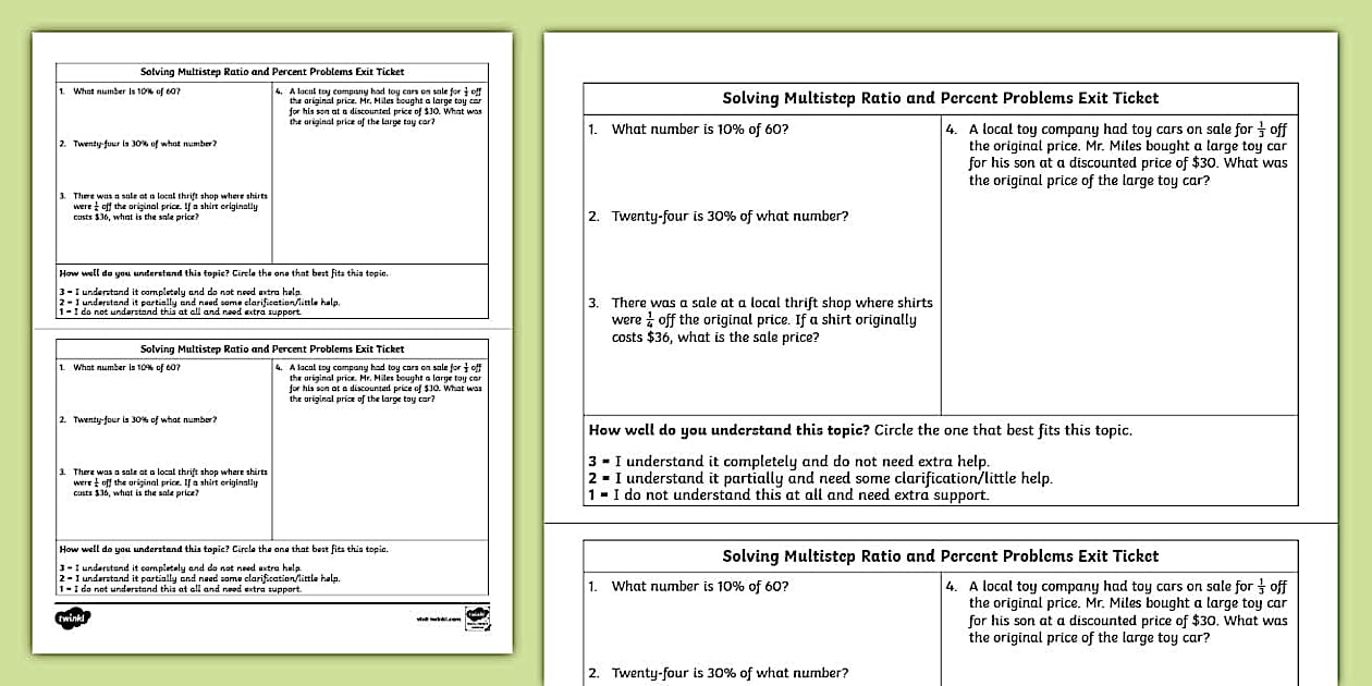 Seventh Grade Solving Multistep Ratio and Percent Problems