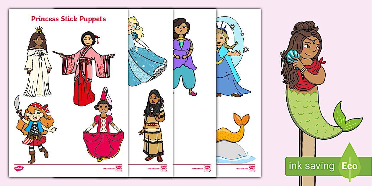 Princesses Stick Puppets - Story Telling (teacher made)