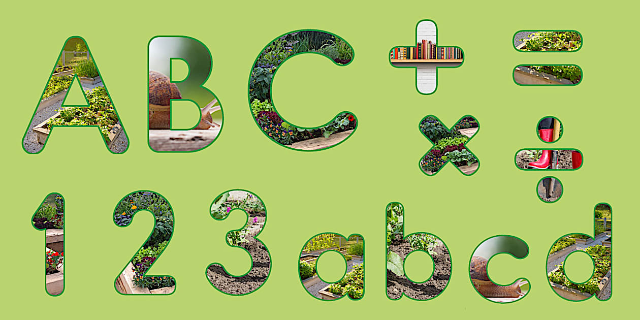 Reading Garden Theme Photo Bulletin Board Letters and Numbers