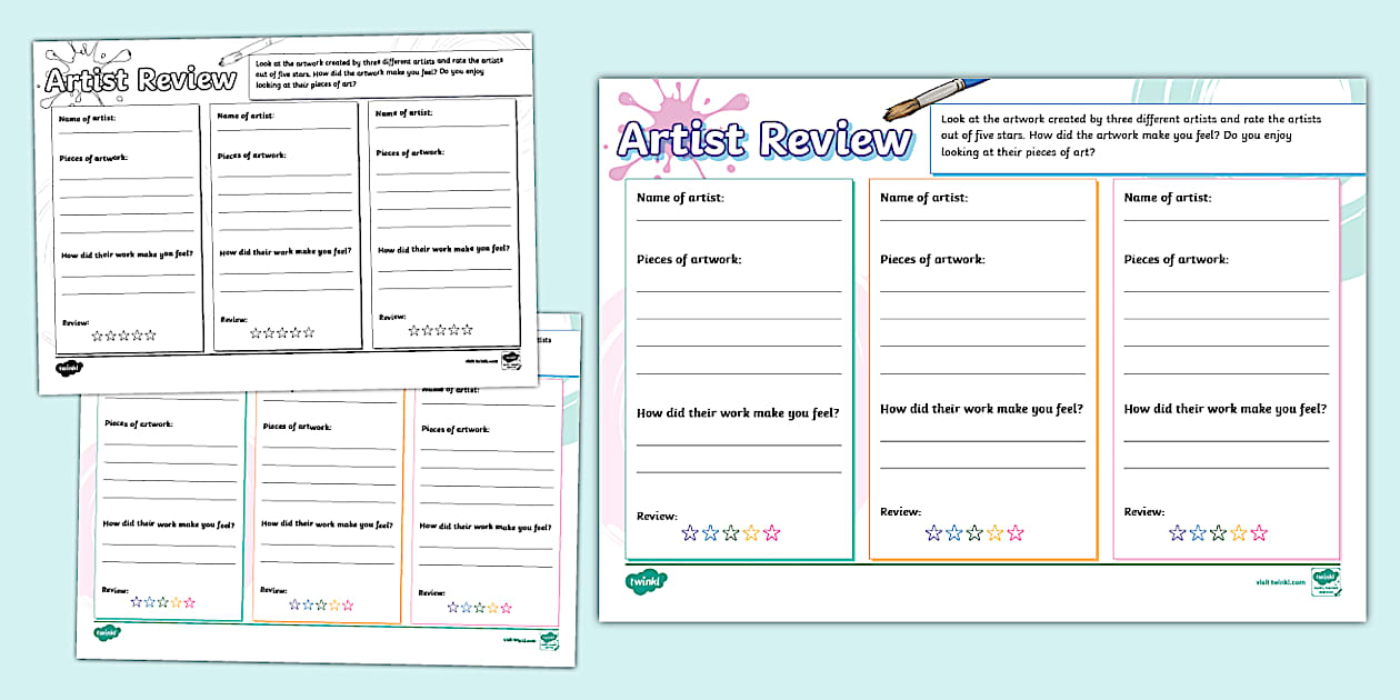 Artist Review Worksheet (teacher made) - Twinkl