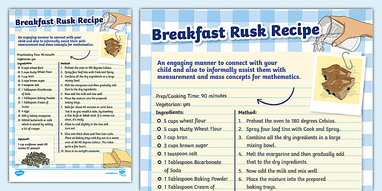 Breakfast Rusk Recipe - Twinkl South Africa - Twinkl