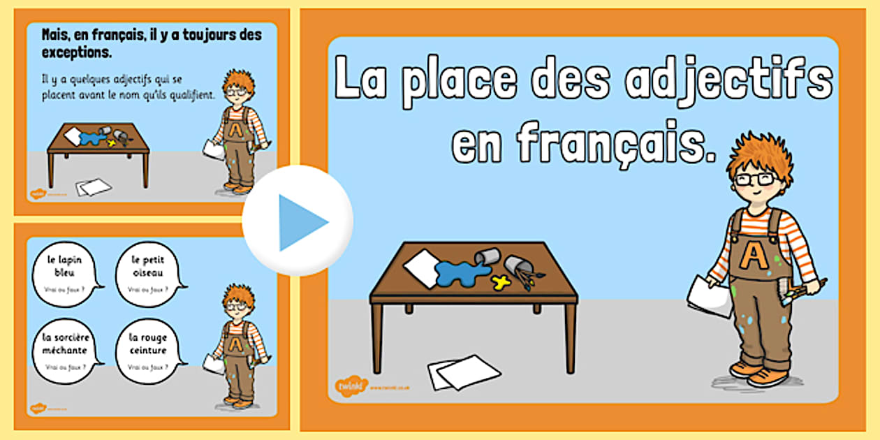 Syntaxe de base la place des adjectifs French - Twinkl