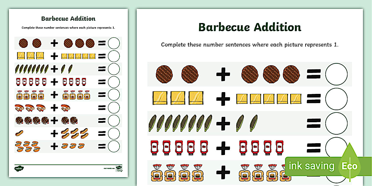 👉 Barbecue Maths Activity | Addition To 10 | Twinkl