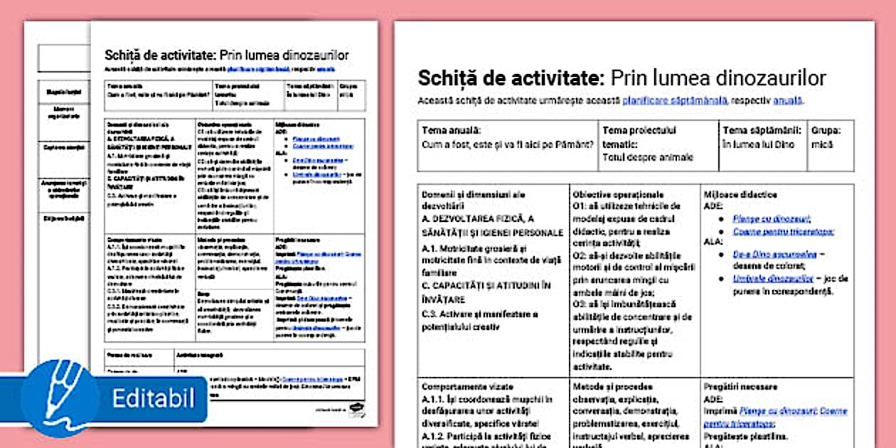 Prin lumea dinozaurilor – Schiță de activitate grupa mică
