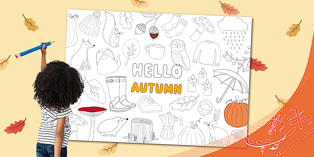 Hello Autumn Colouring Activity Poster | Twinkl Art Gallery