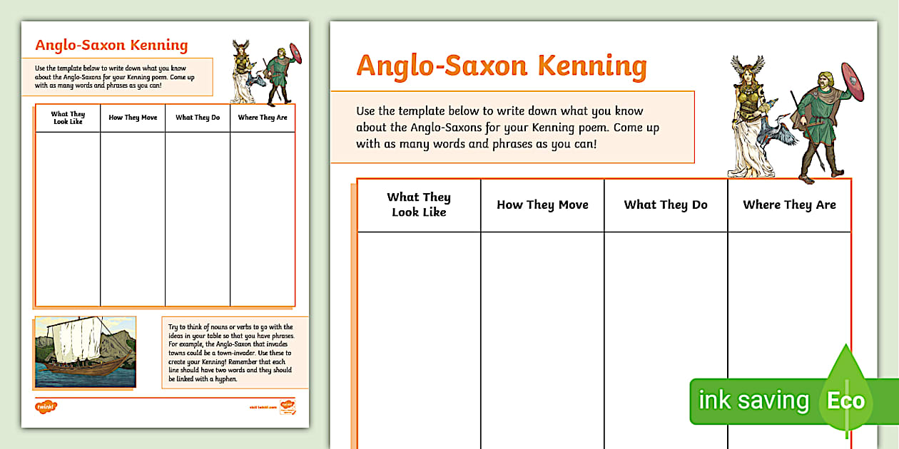 Anglo-Saxon Kenning Poem,saxon poem,saxon writing - Twinkl
