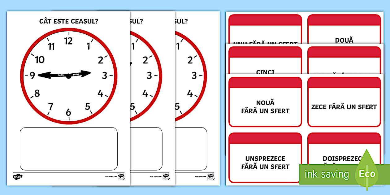 Citirea ceasului: Pune în corespondență „fără un sfert” Joc