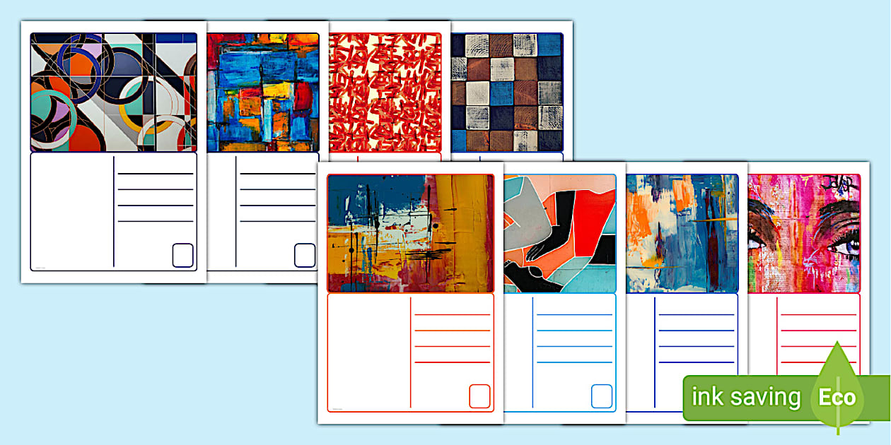 Modern Art Postcards | Twinkl | Postcards | Stationery | Art