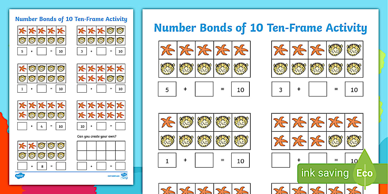 👉 Number Bonds to 10 Under the Sea Ten-Frame Activity