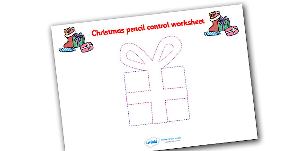 Christmas Present Themed Pencil Control Worksheets - christmas