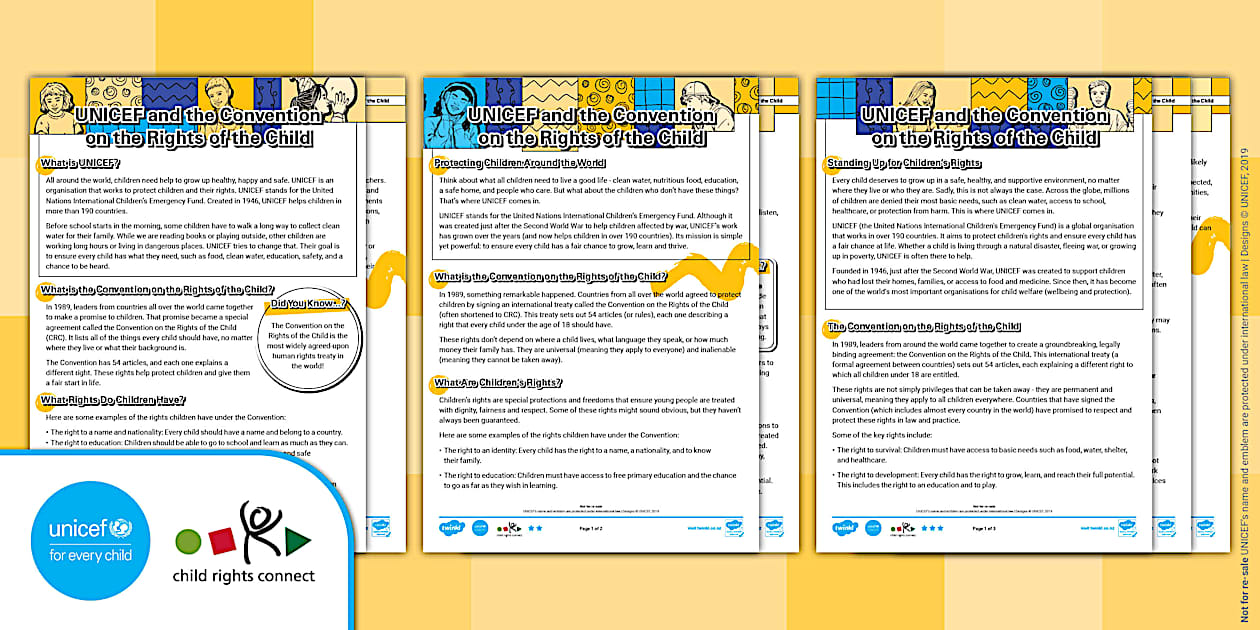 Rights of the Child Differentiated Reading Activity