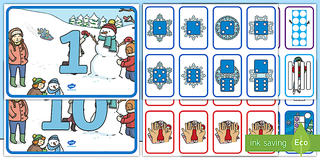 Winter Themed Representing Numbers to 10 Sorting Activity