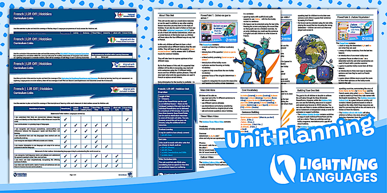 👉 French | Lift Off Hobbies Unit Planning and Curriculum Links