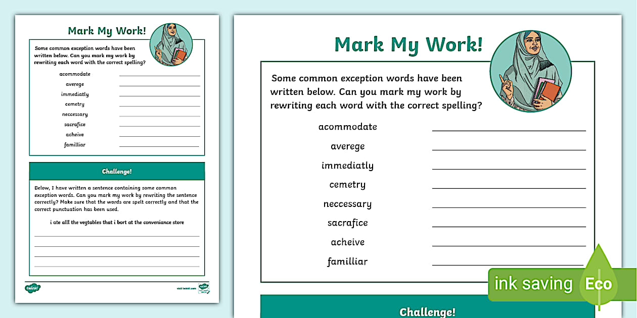 Mark My Work! Year 5/6 Common Exception Words - Twinkl