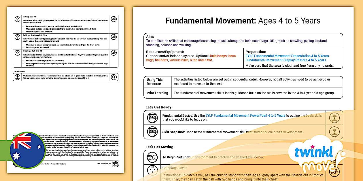 Fundamental Movement Adult Guidance 4 to 5 Years