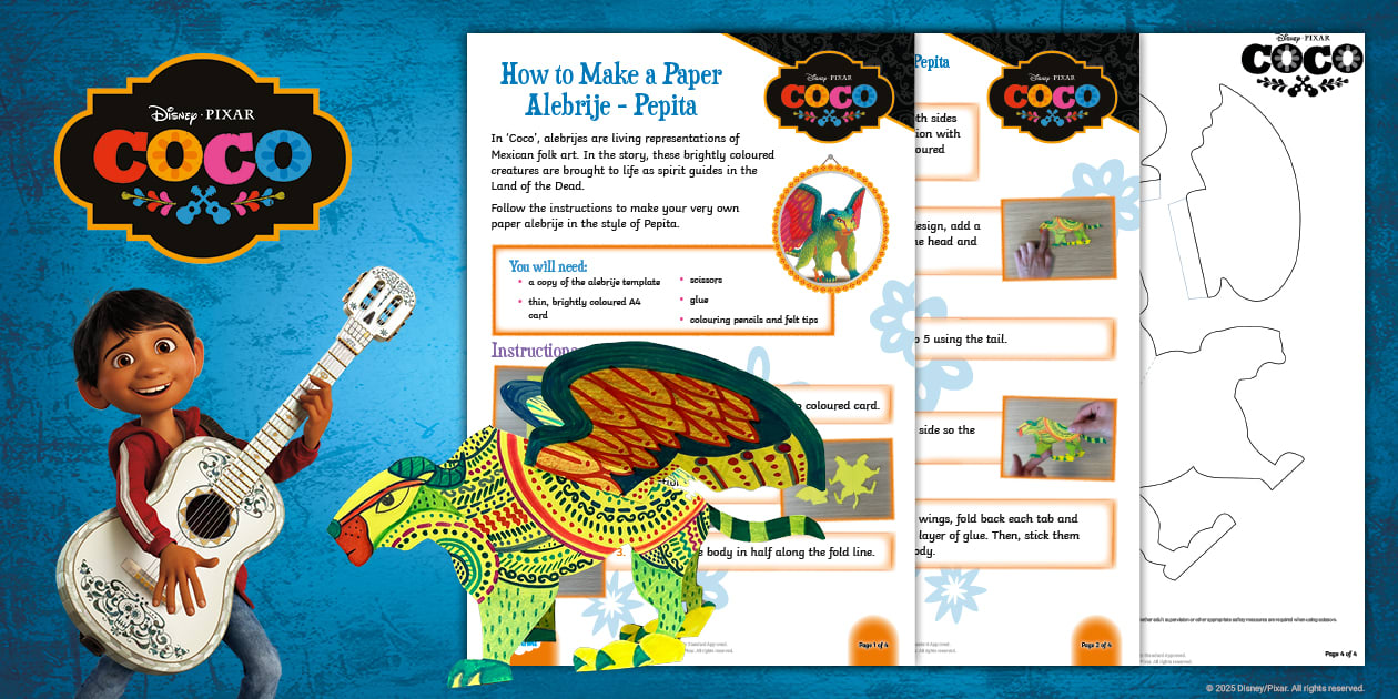Coco: Alebrijes Craft Activity Paper Pepita