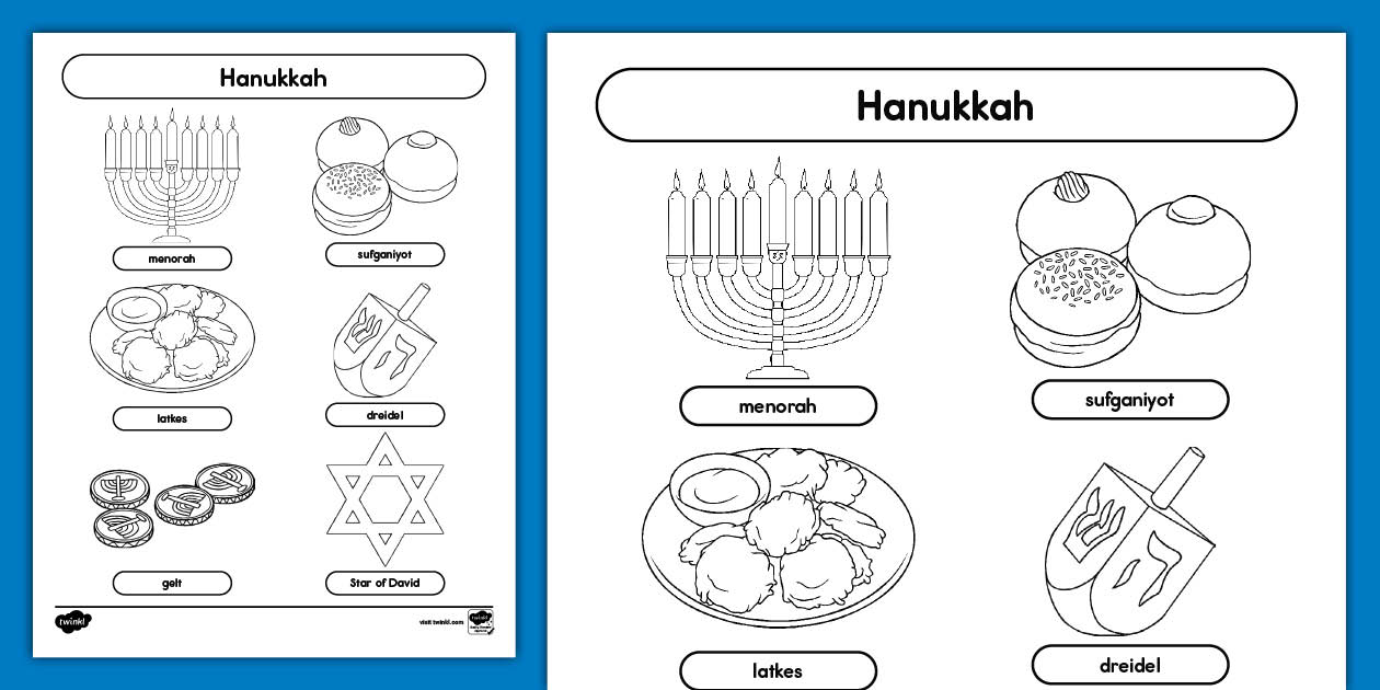 Hanukkah Vocabulary Word List Activity for Kids - Twinkl